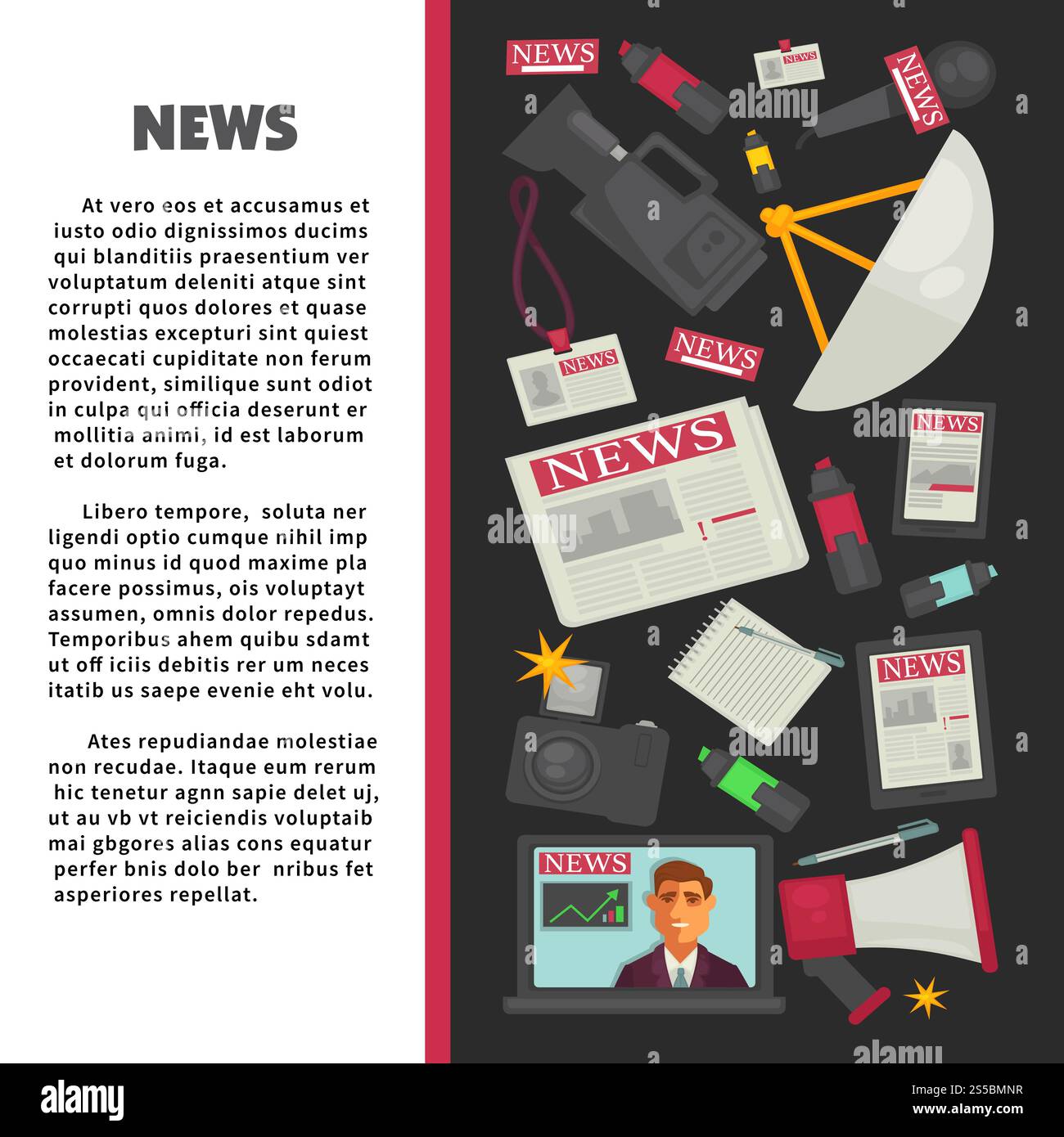 News informative promotional banner professional video camera hi-res ...