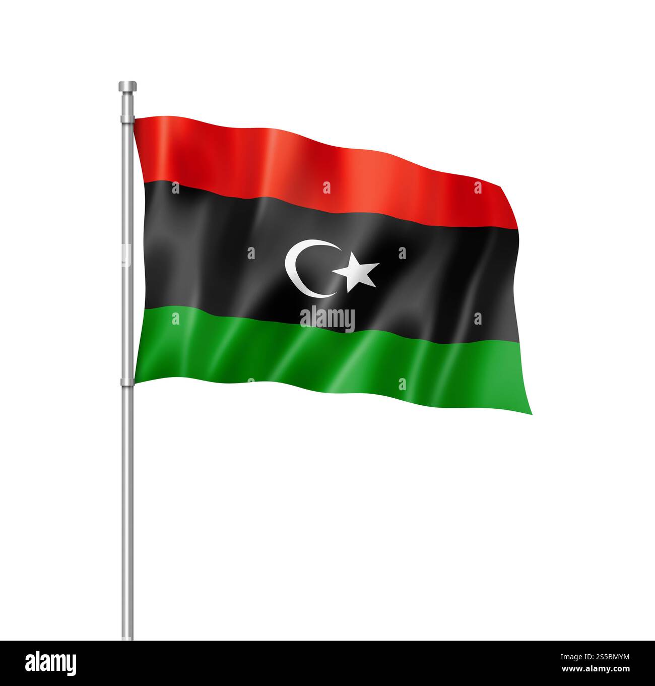 Libya flag, three dimensional render, isolated on white. Libyan flag ...