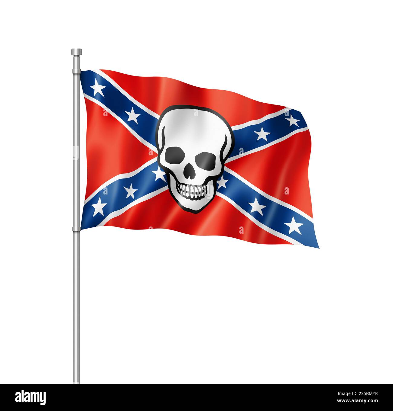 Confederate flag with skull, three dimensional render, isolated on ...