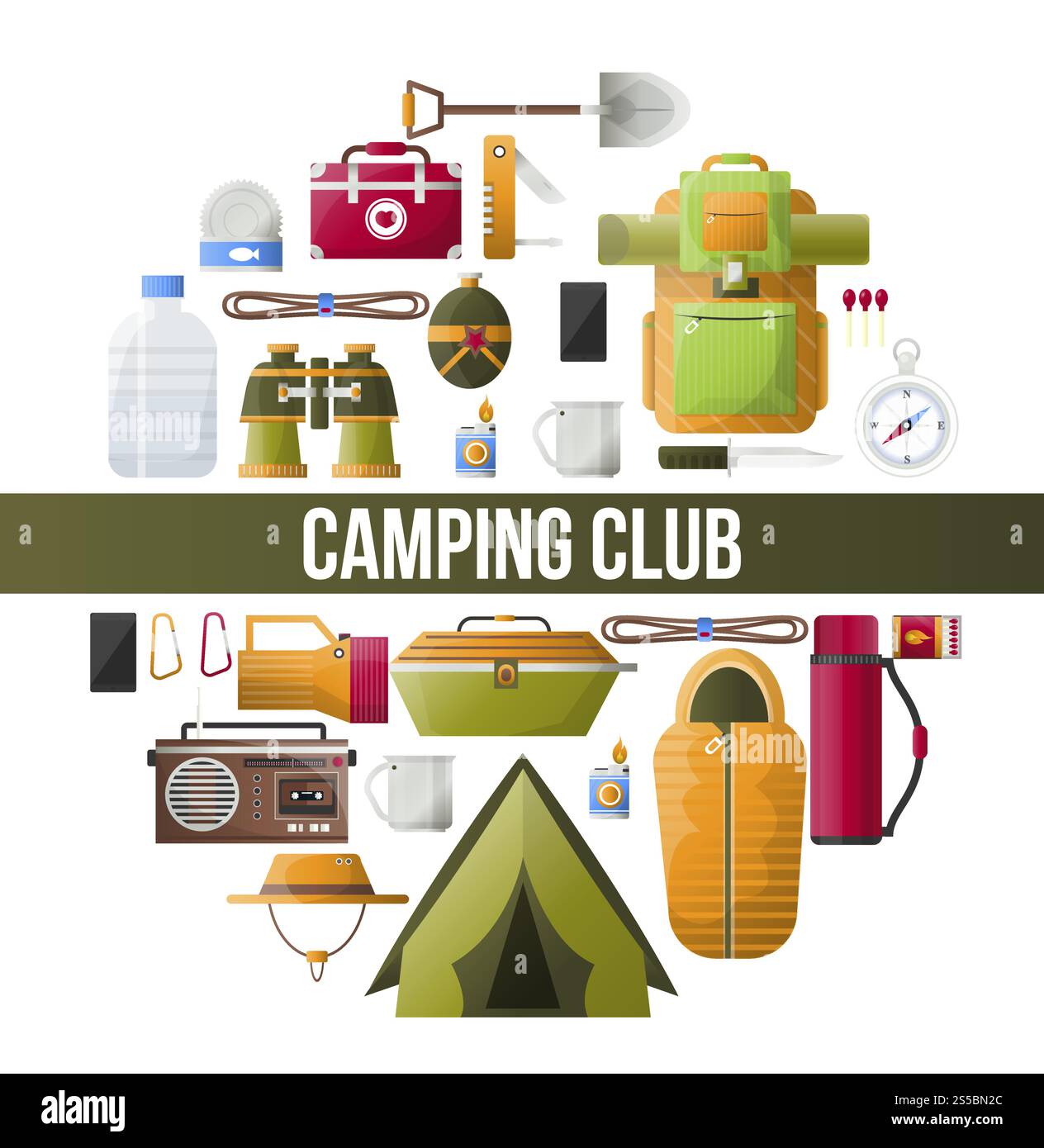 Camping club poster for scout adventure and mountaineering expedition ...