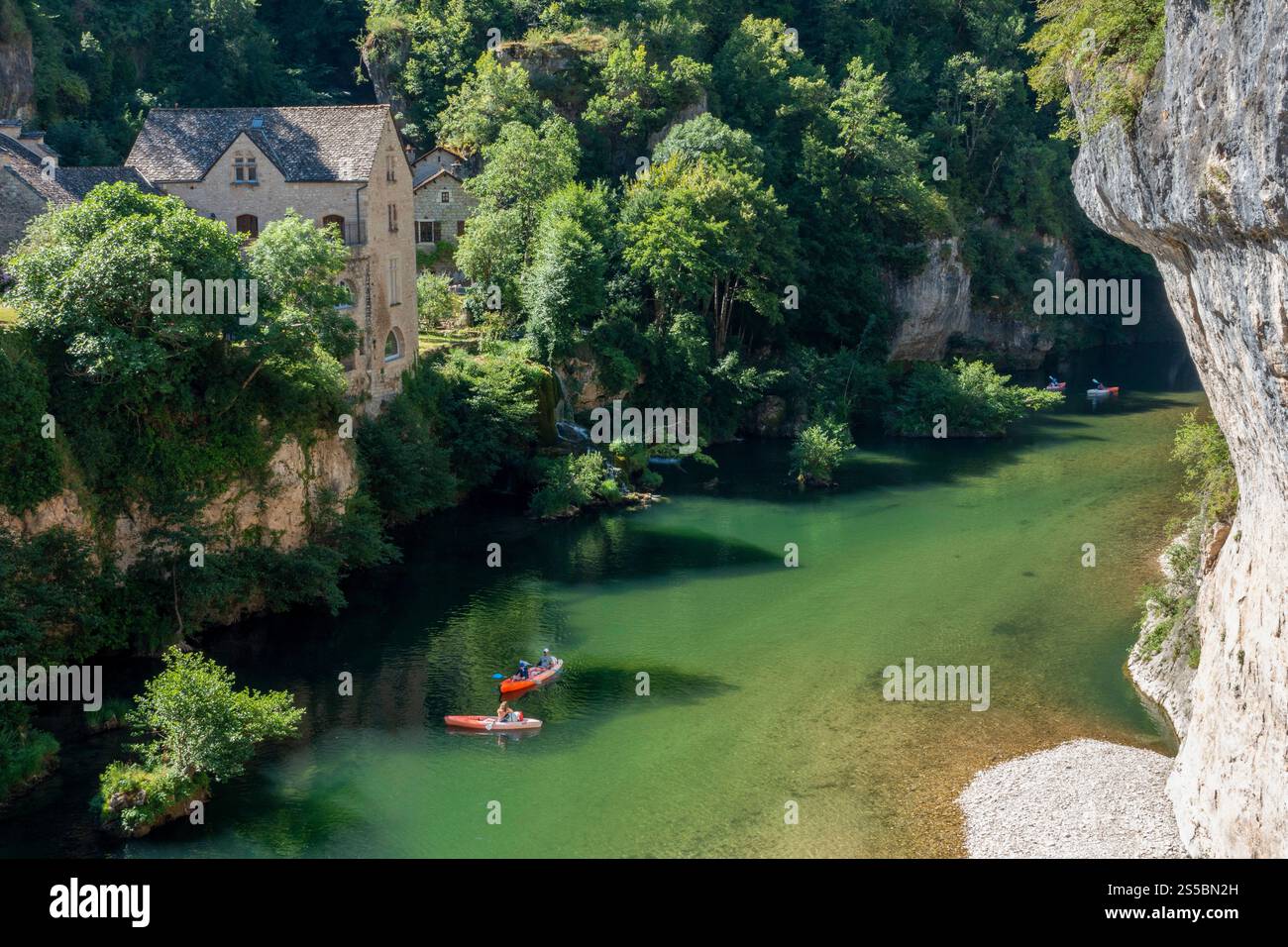 Saint-Chély-du-Tarn (south of France): the village in the Tarn Gorges ...