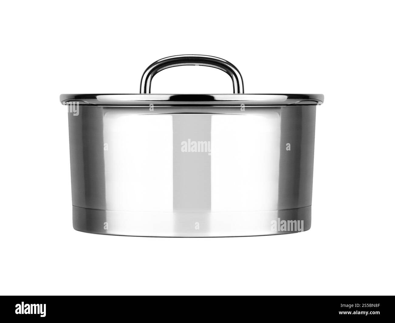 Stainless steel cooking pot isolated on white background. Stainless ...