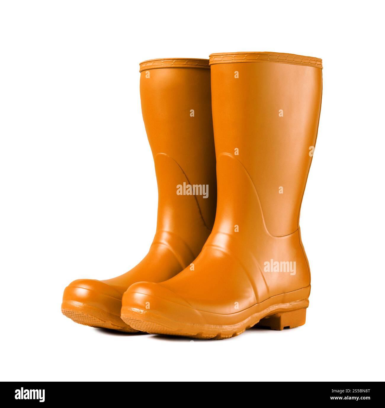 Yellow rubber boots isolated on white background. Yellow rubber boots ...