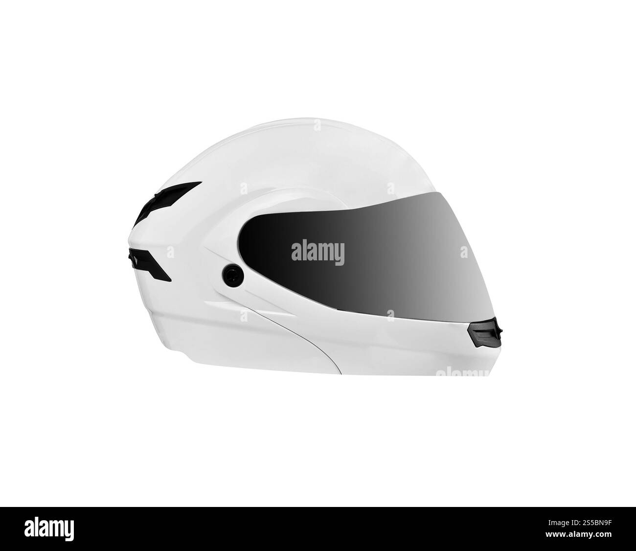 White, shiny motorcycle helmet isolated on white background. White ...