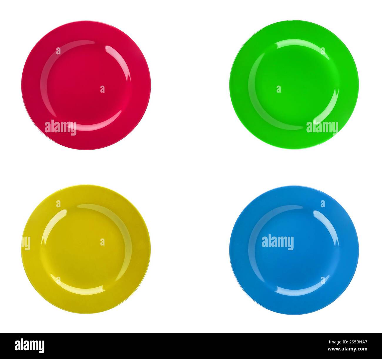 Set of four clean plates isolated on white background. Set of four ...