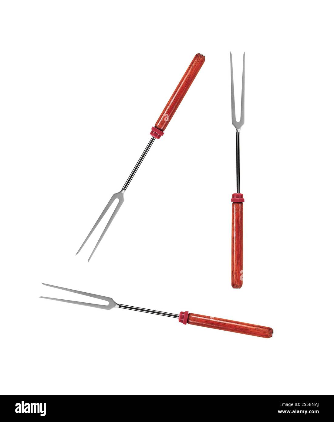 Large forks with wooden handle on a white. Large forks with wooden ...