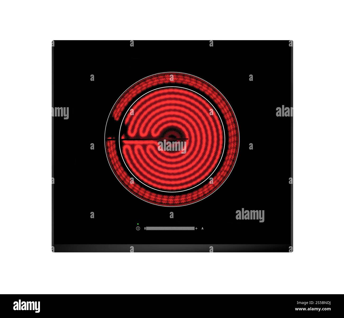 Red hot ceramic hotplate of electric cooker isolated on white ...