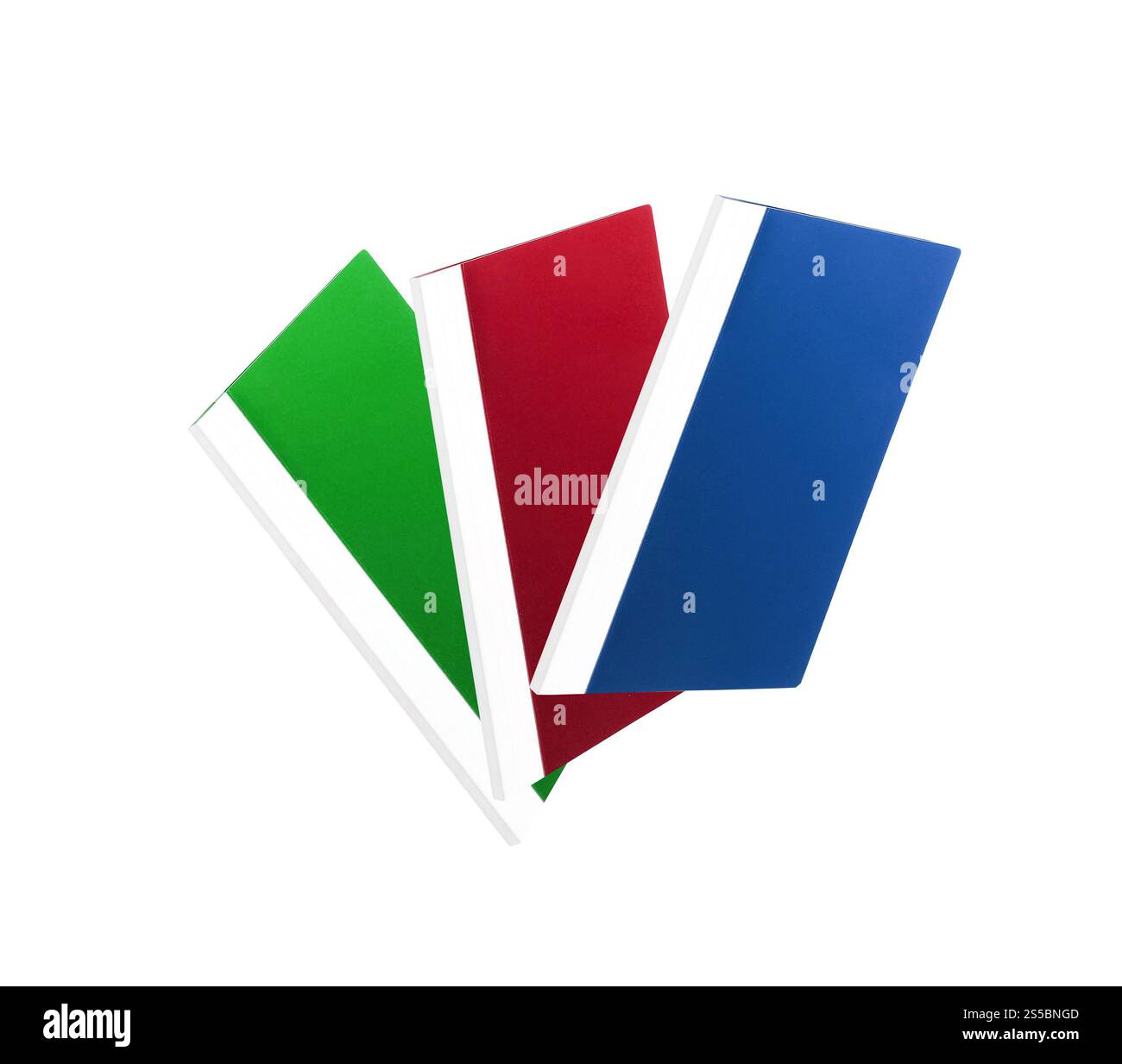 three colorful folders over white background. three colorful folders ...