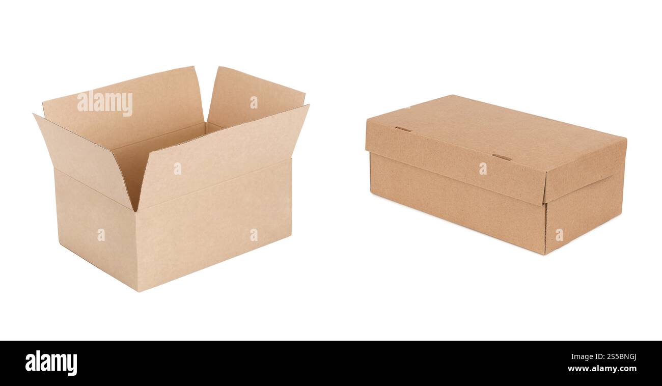 open and closed boxes isolated on white. open and closed boxes Stock ...