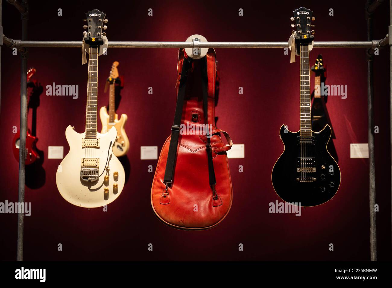Guitars on display during the photocall for the Jeff Beck The Guitar ...