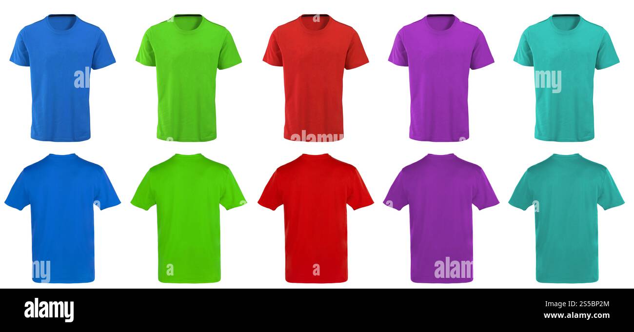 Color t-shirts design on white background Stock Photo - Alamy