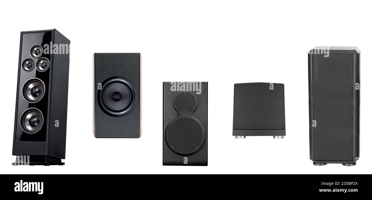 Acoustic system isolated vertically isolated on a white background ...