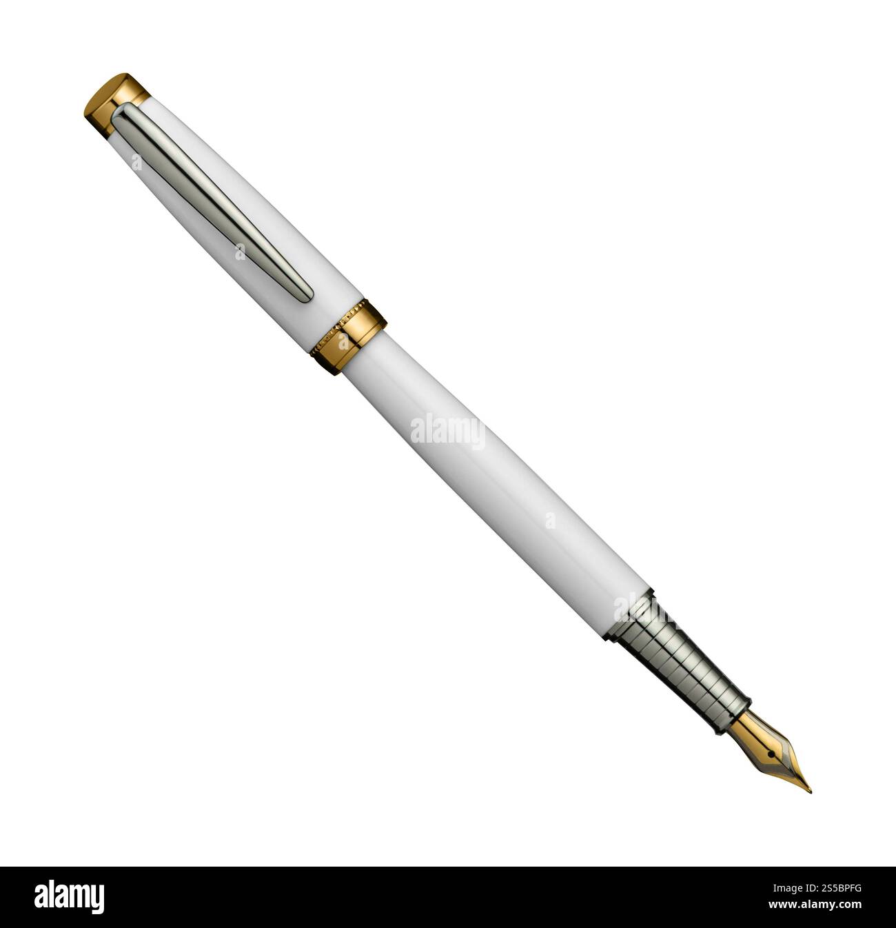 White biro or ball point pen, isolated on white. White biro or ball ...