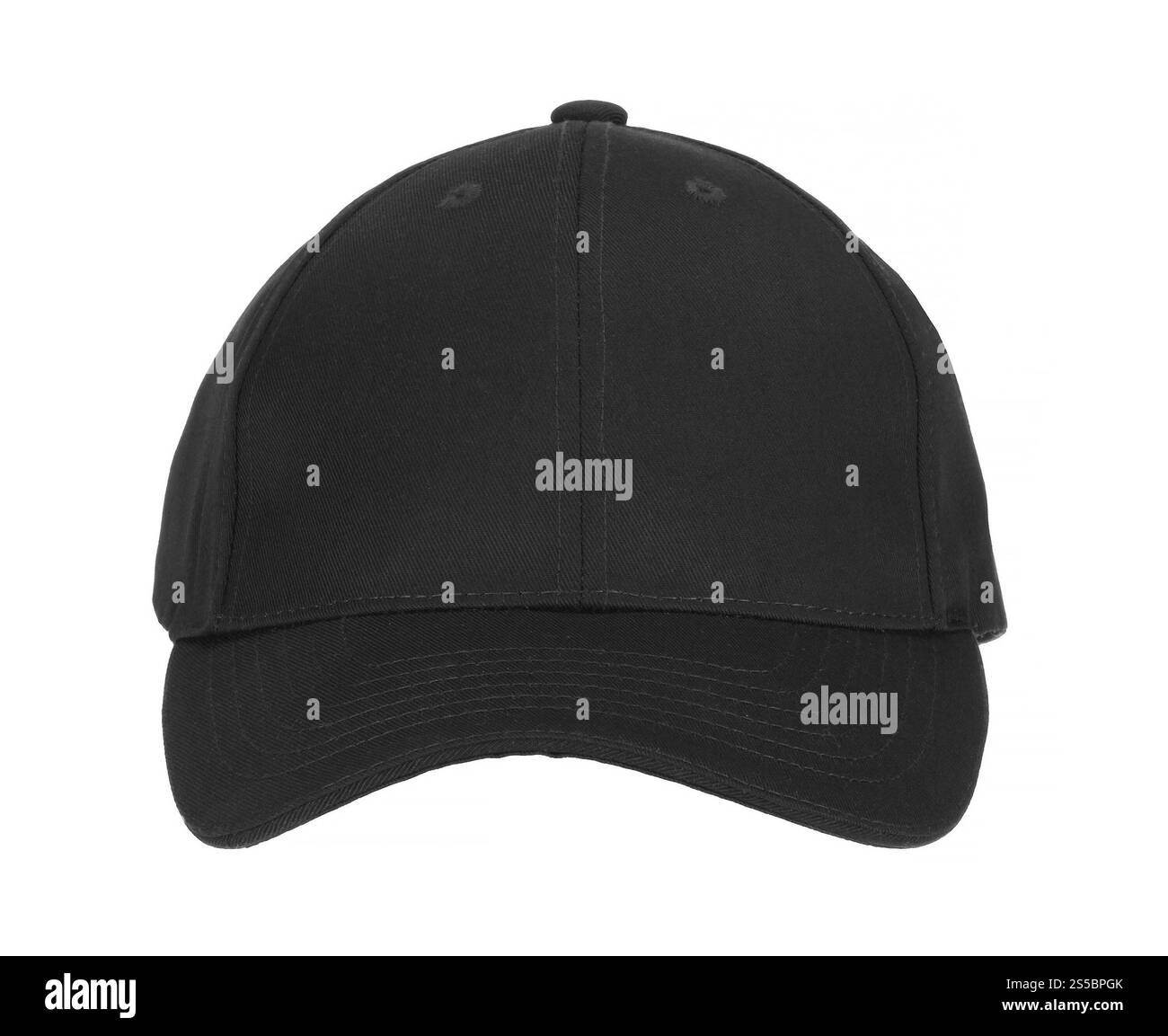 Front View of Black Cap isolated on white background. Front View of ...