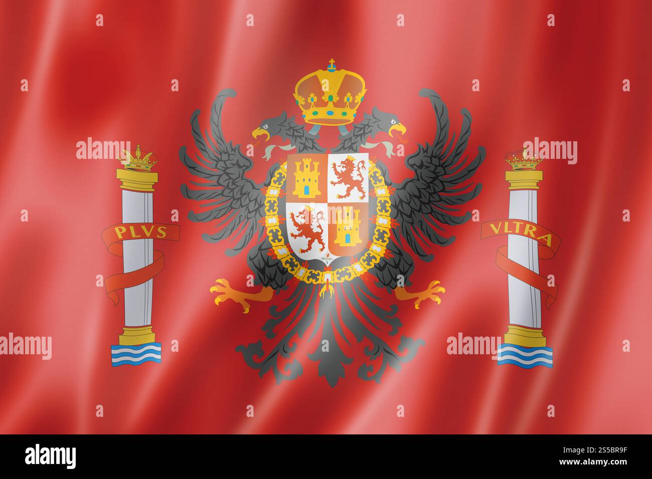 Toledo province flag, Spain waving banner collection. 3D illustration ...