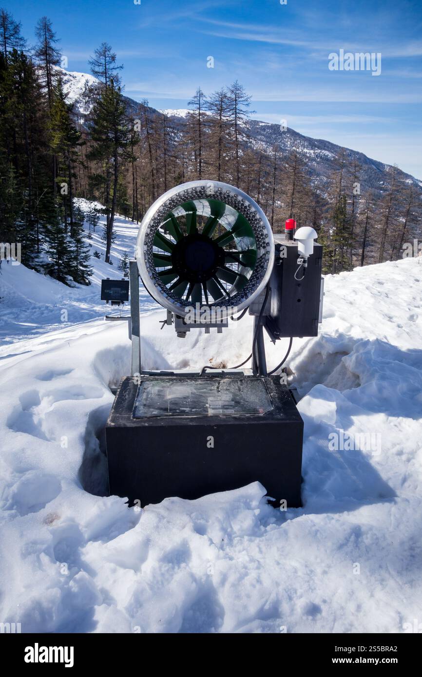 Snow gun in a winter ski resort. Snow gun in a ski resort Stock Photo ...