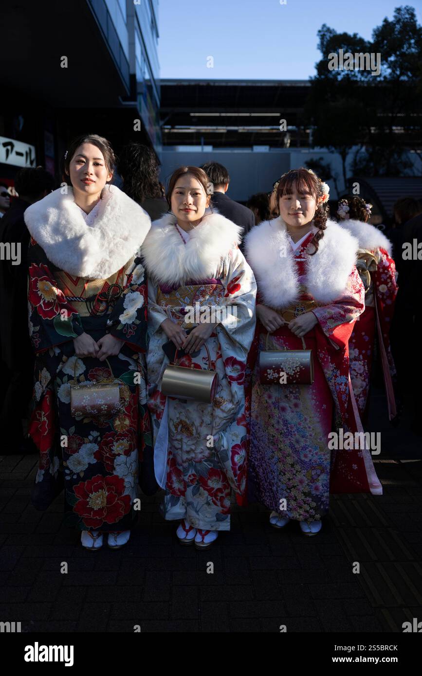 Yokohama, Japan. 13th Jan, 2025. Coming of Age Ceremony participants ...