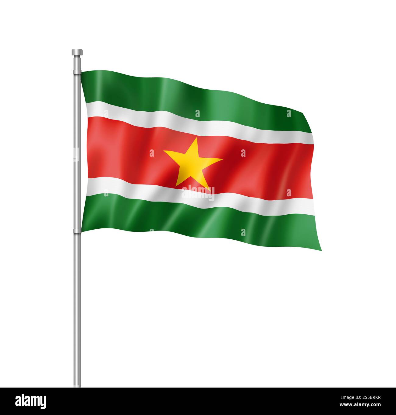 Suriname flag, three dimensional render, isolated on white. Suriname ...