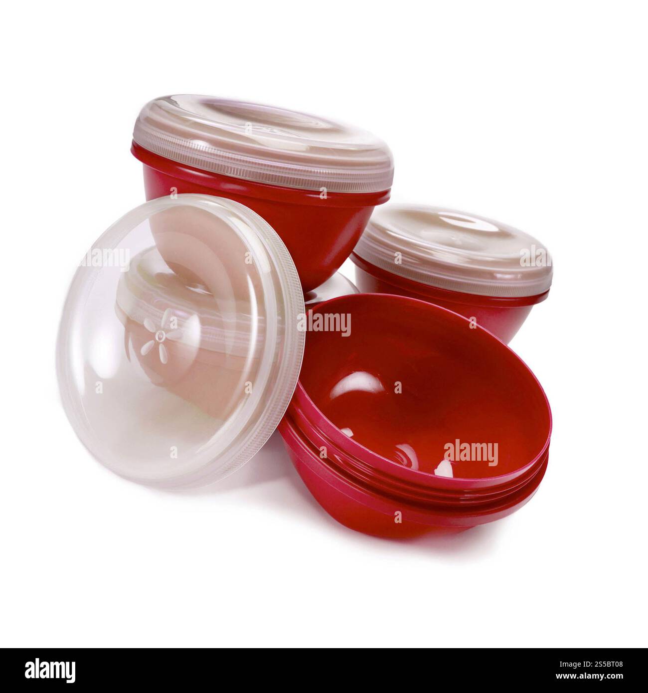 Plastic food storage containers isolated on white background. Plastic ...