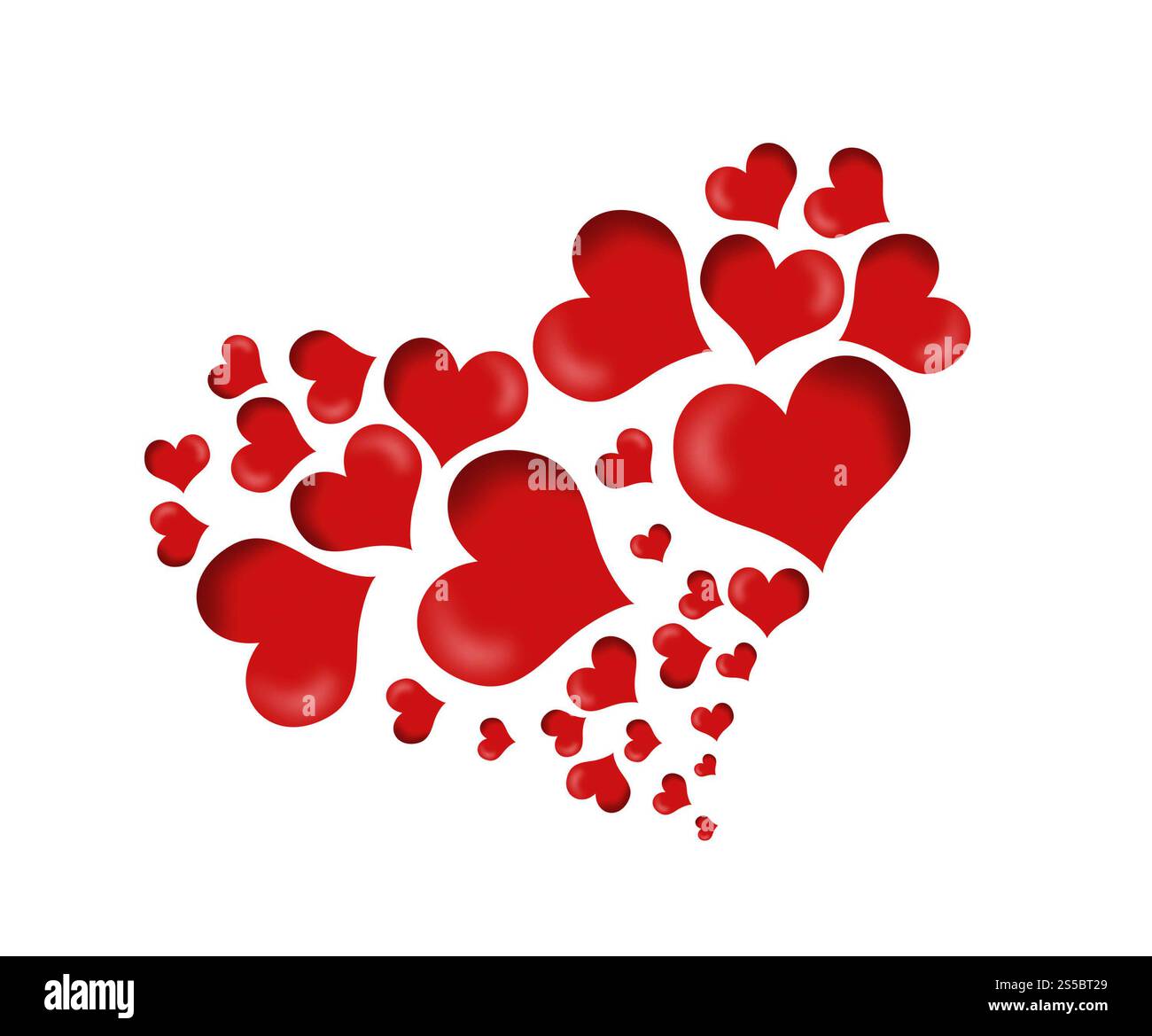Heart shape concept design with small hearts on isolated. Heart shape ...