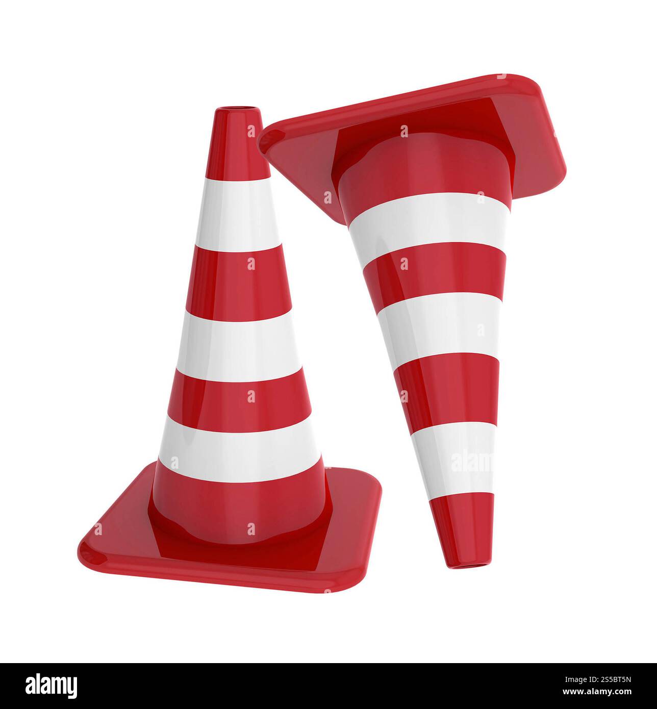 Red traffic cones isolated on white background. Red traffic cones ...