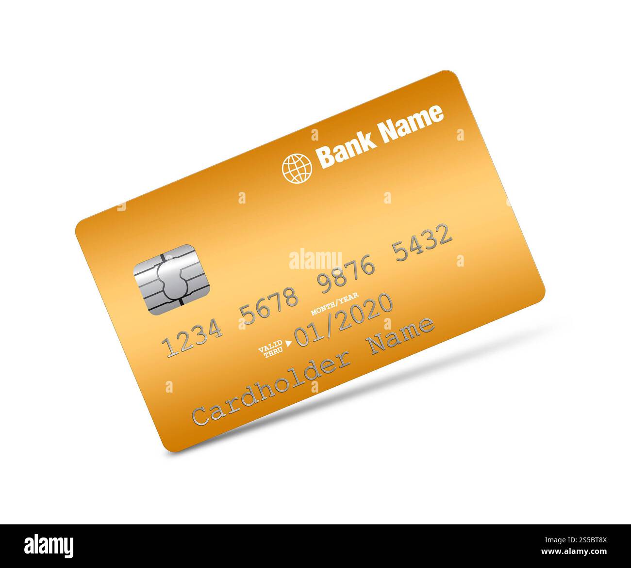 Golden credit card isolated on a white background. Golden credit card ...