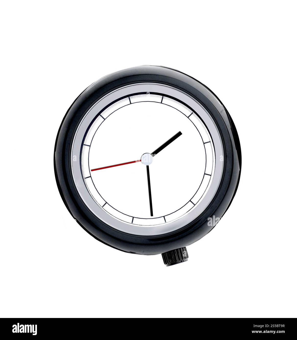 Watch on wall without numbers isolated on white background. Watch on ...