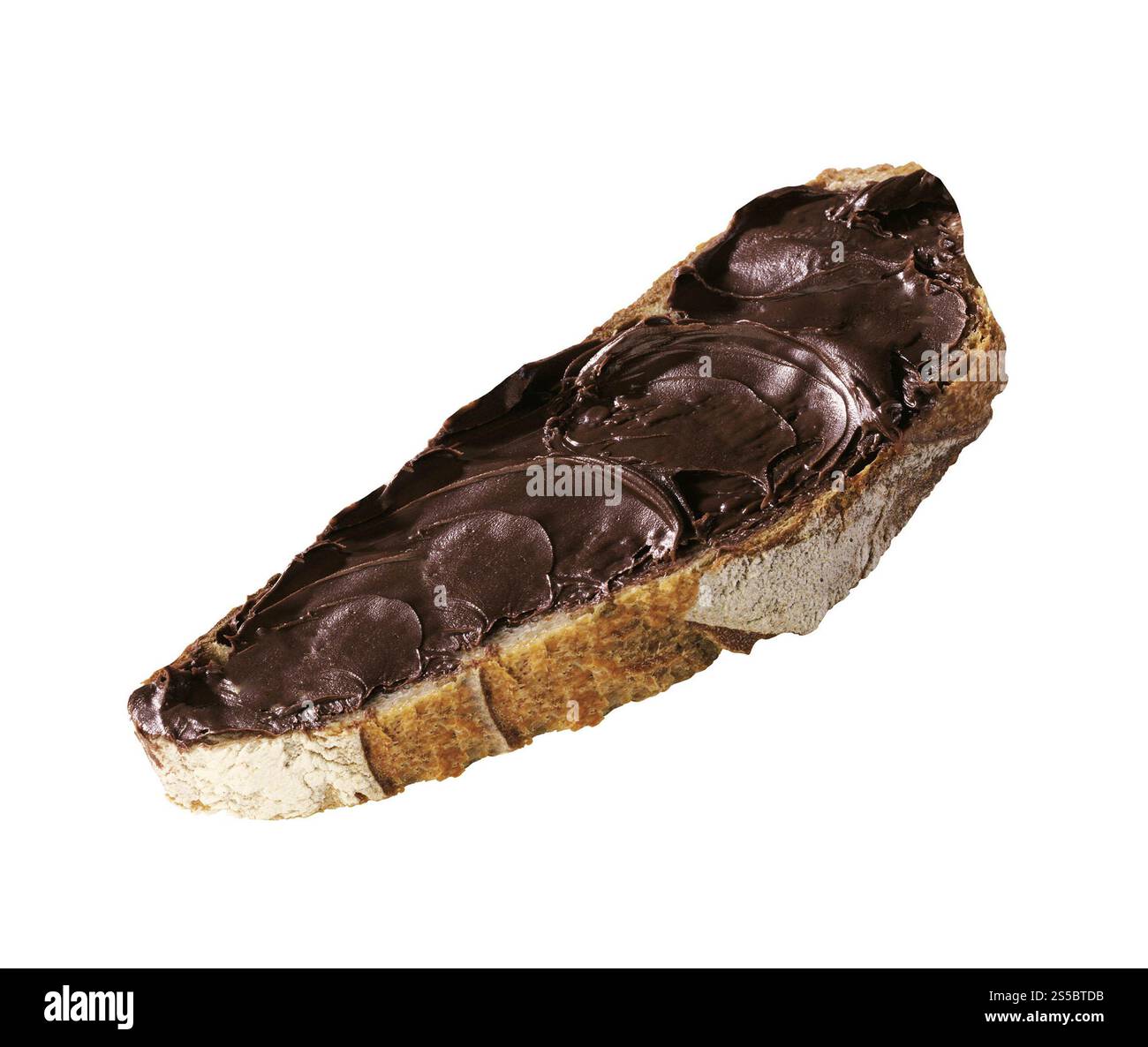 slice of bread with choco paste isolated on white background. slice of ...