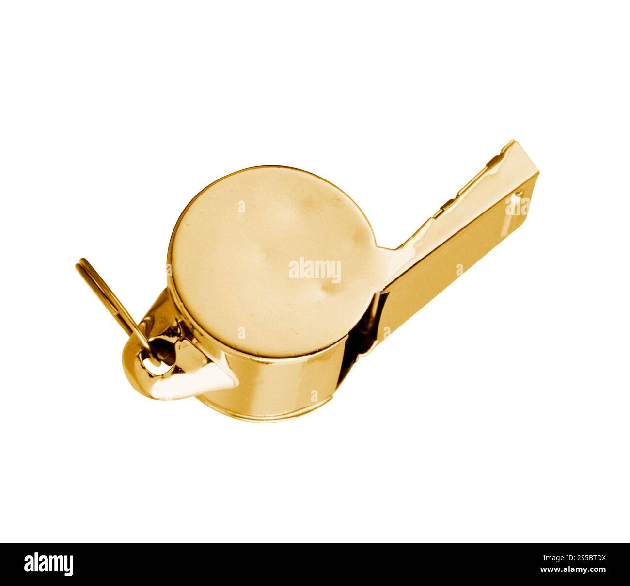 Golden whistle pendant isolated on a white background. Golden whistle ...