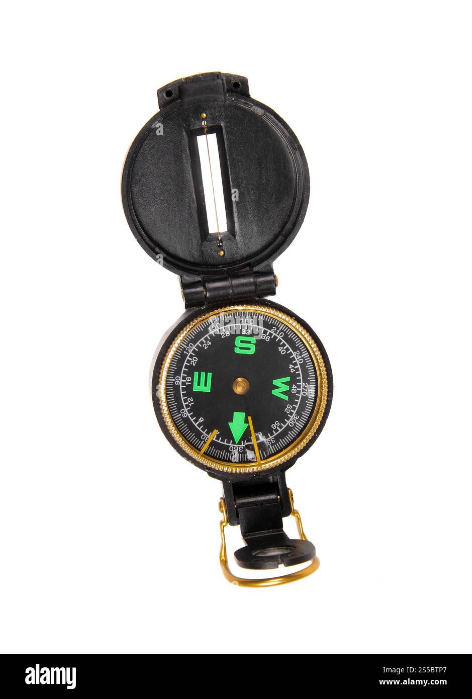 Binoculars compass on map compass Cut Out Stock Images & Pictures - Alamy