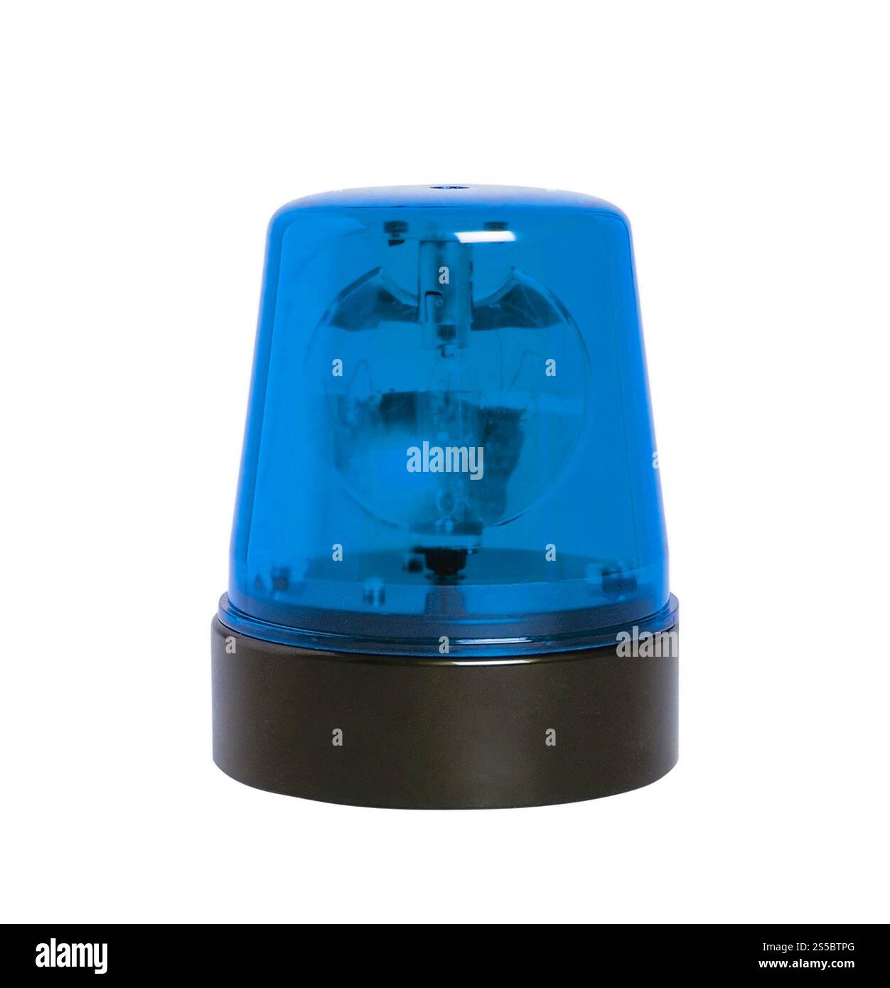 blue rotating beacon isolated on white background. blue rotating beacon ...