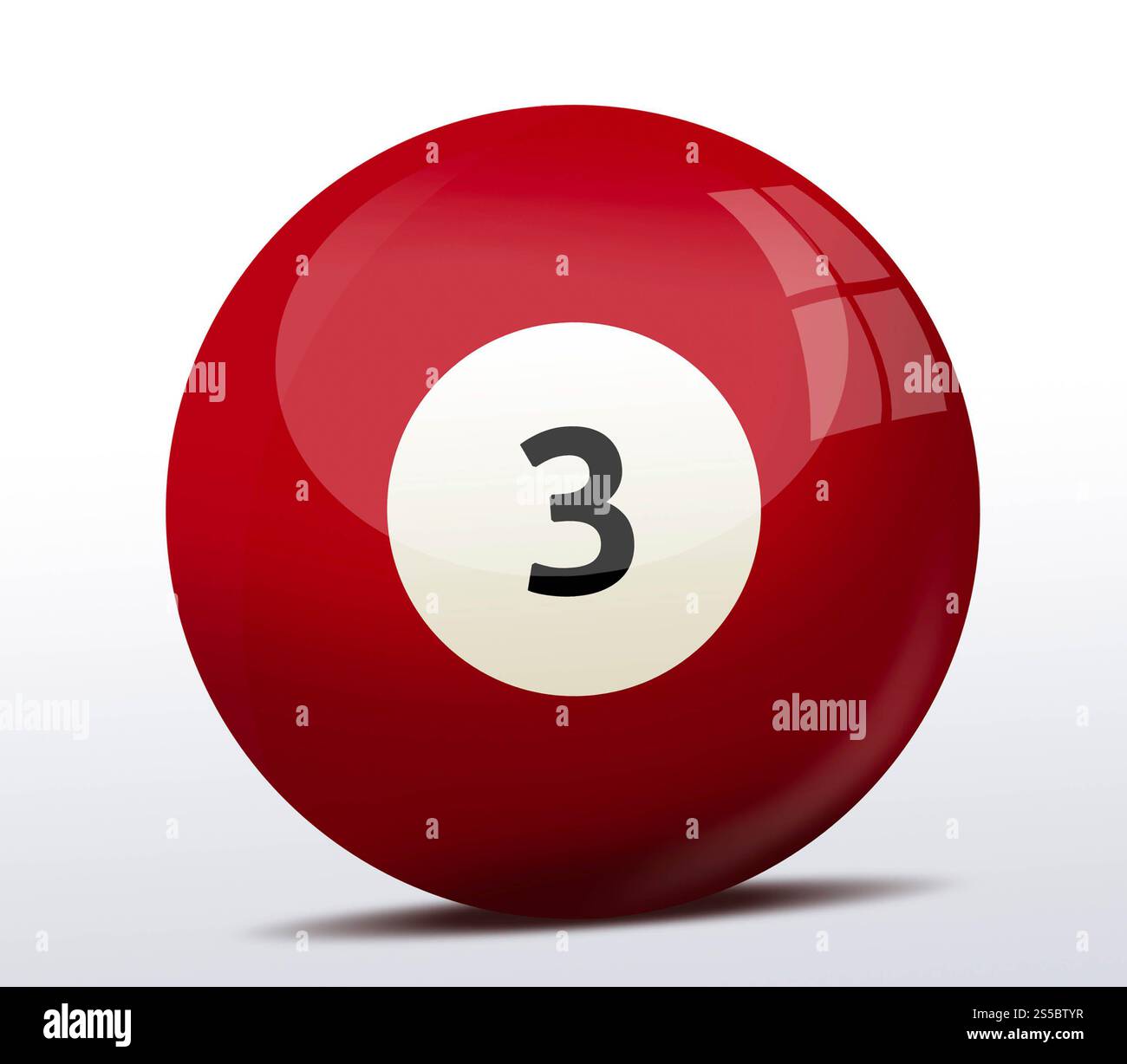 Number three billiard ball isolated on white background. Number three ...