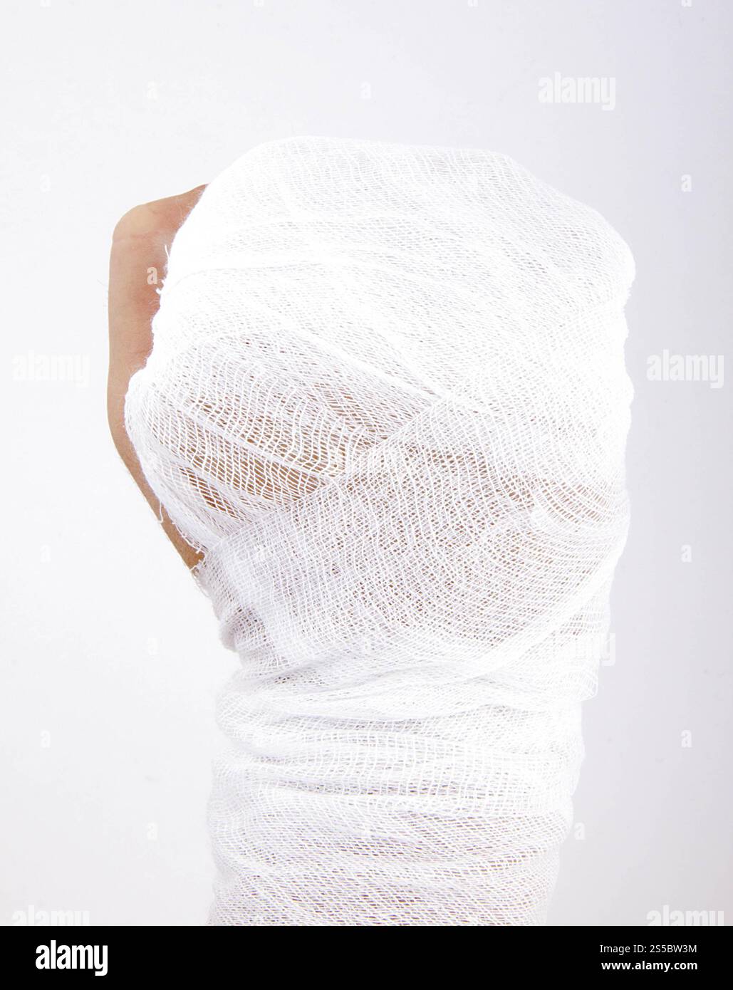 mens bandaged hand isolated on white background. mens bandaged hand ...