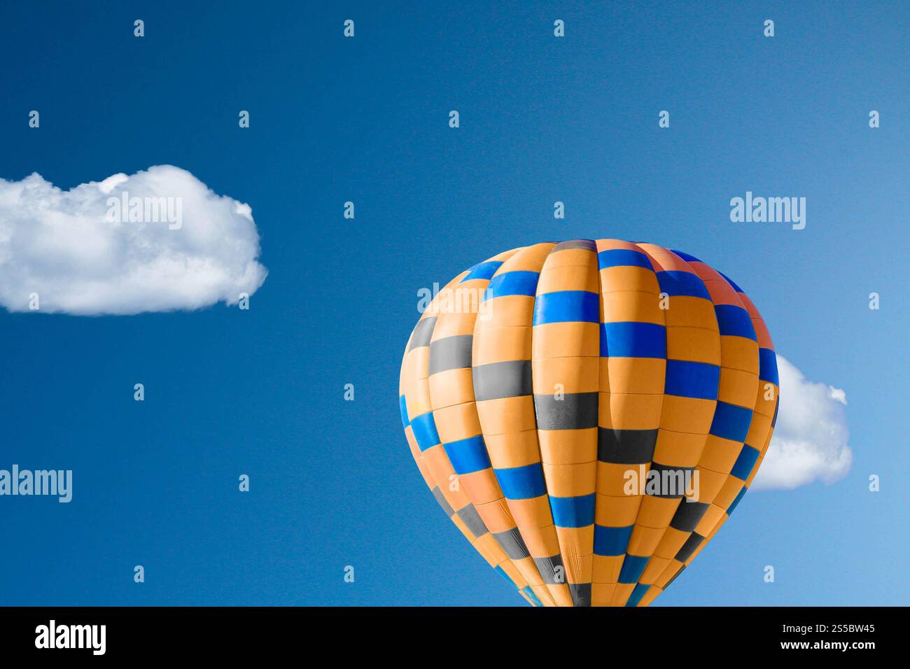 Hot air balloon against brilliant blue sky close up. Hot air balloon ...