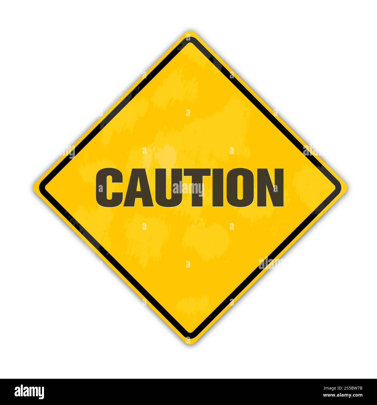 yellow caution traffic sign with copyspace for text message isolated on ...