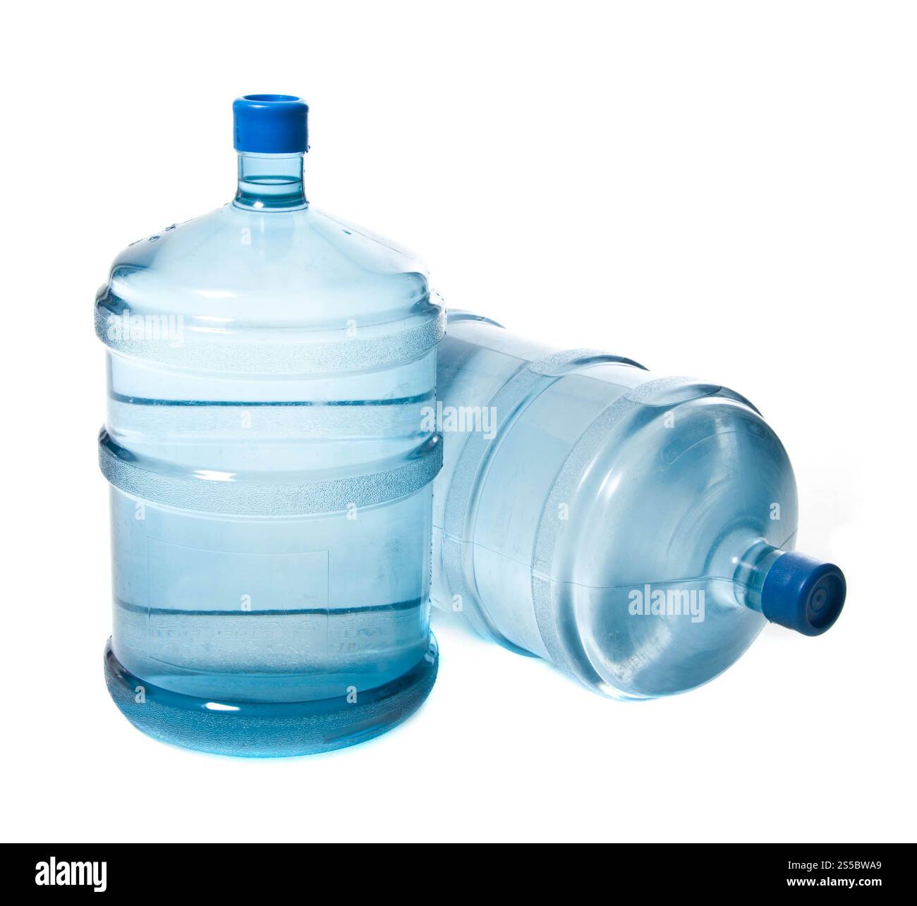 two big plastic bottles for potable water isolated on white background ...