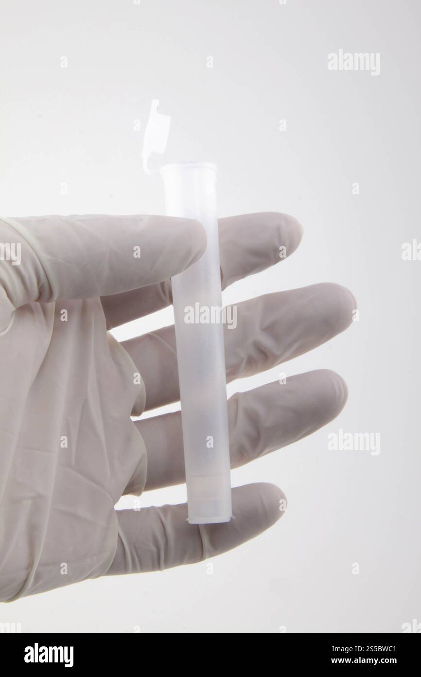Hand holding medical tube isolated on white background. Hand holding ...