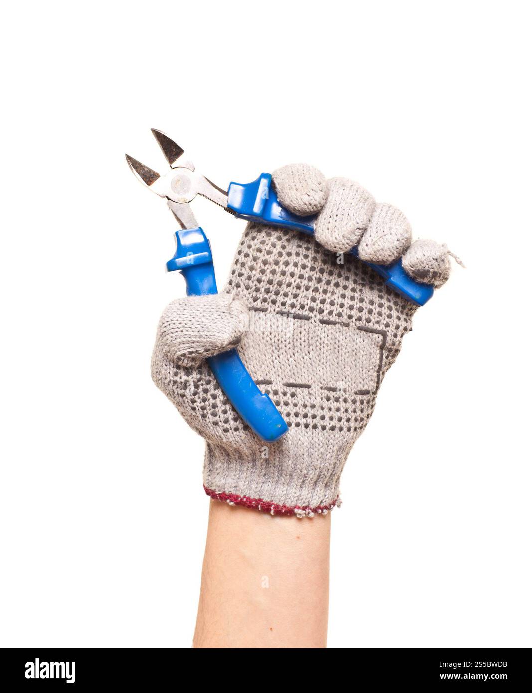 Metal wire cutting pliers hand work tool equipment isolated on white ...