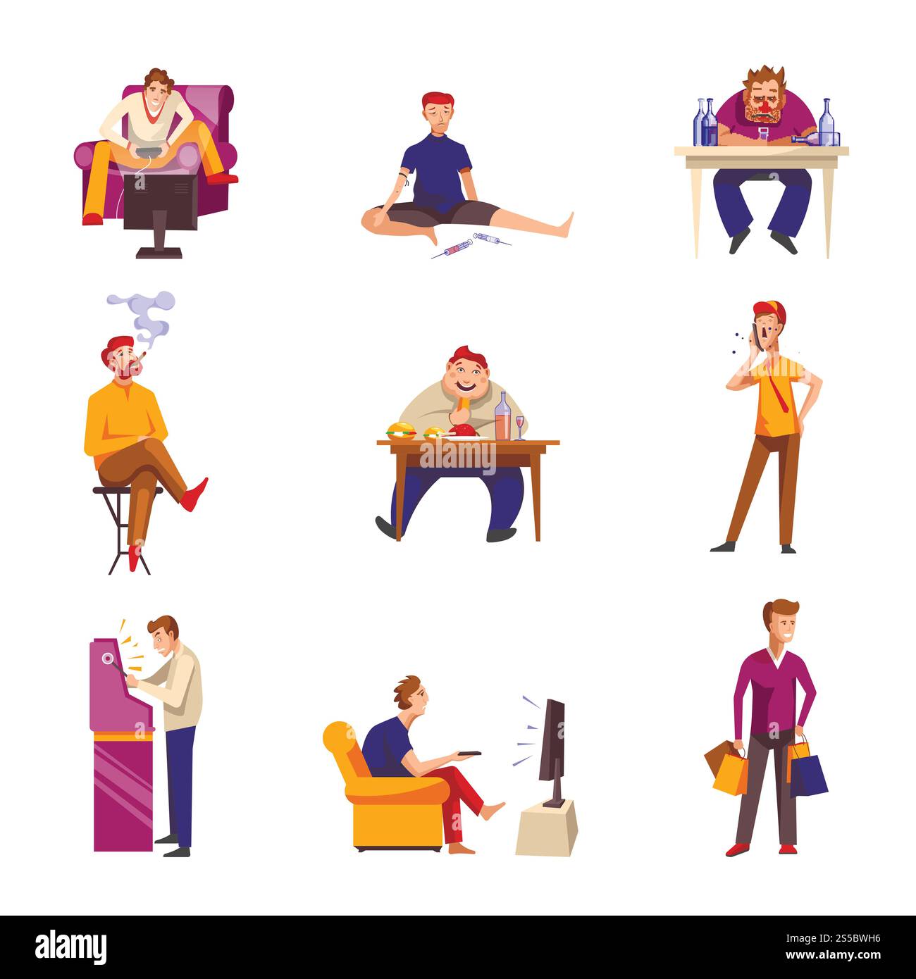 Sick male characters with terrible addictions young gamer hi-res stock ...