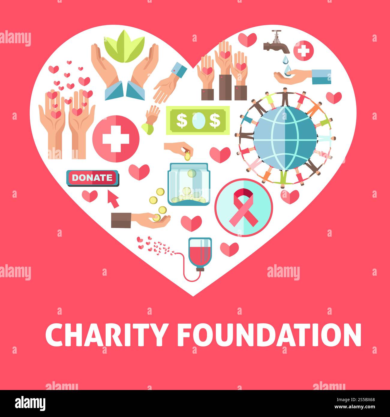 Charity and donation poster of vector volunteering and medical help ...