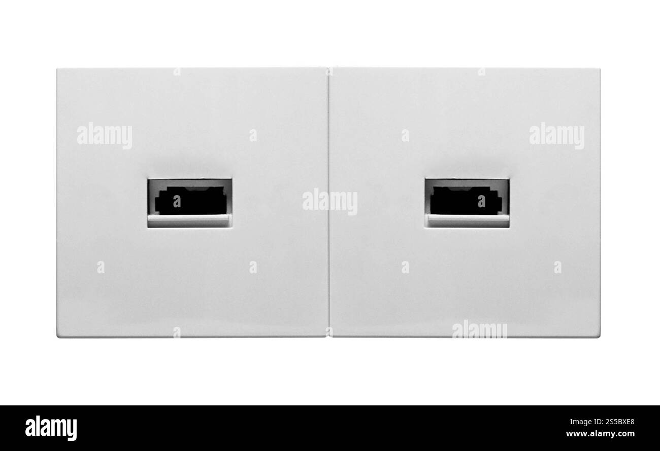 Network wall outlet isolated on white background. Network wall outlet ...