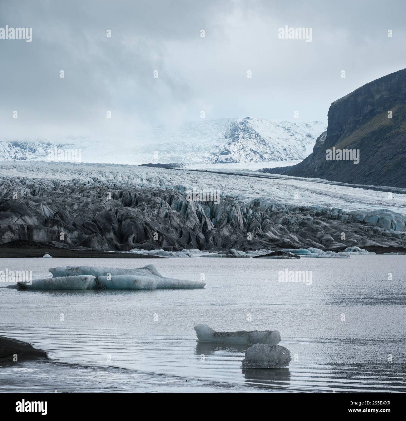 Skaftafellsjokull glacier, Iceland. Glacier tongue slides from the ...