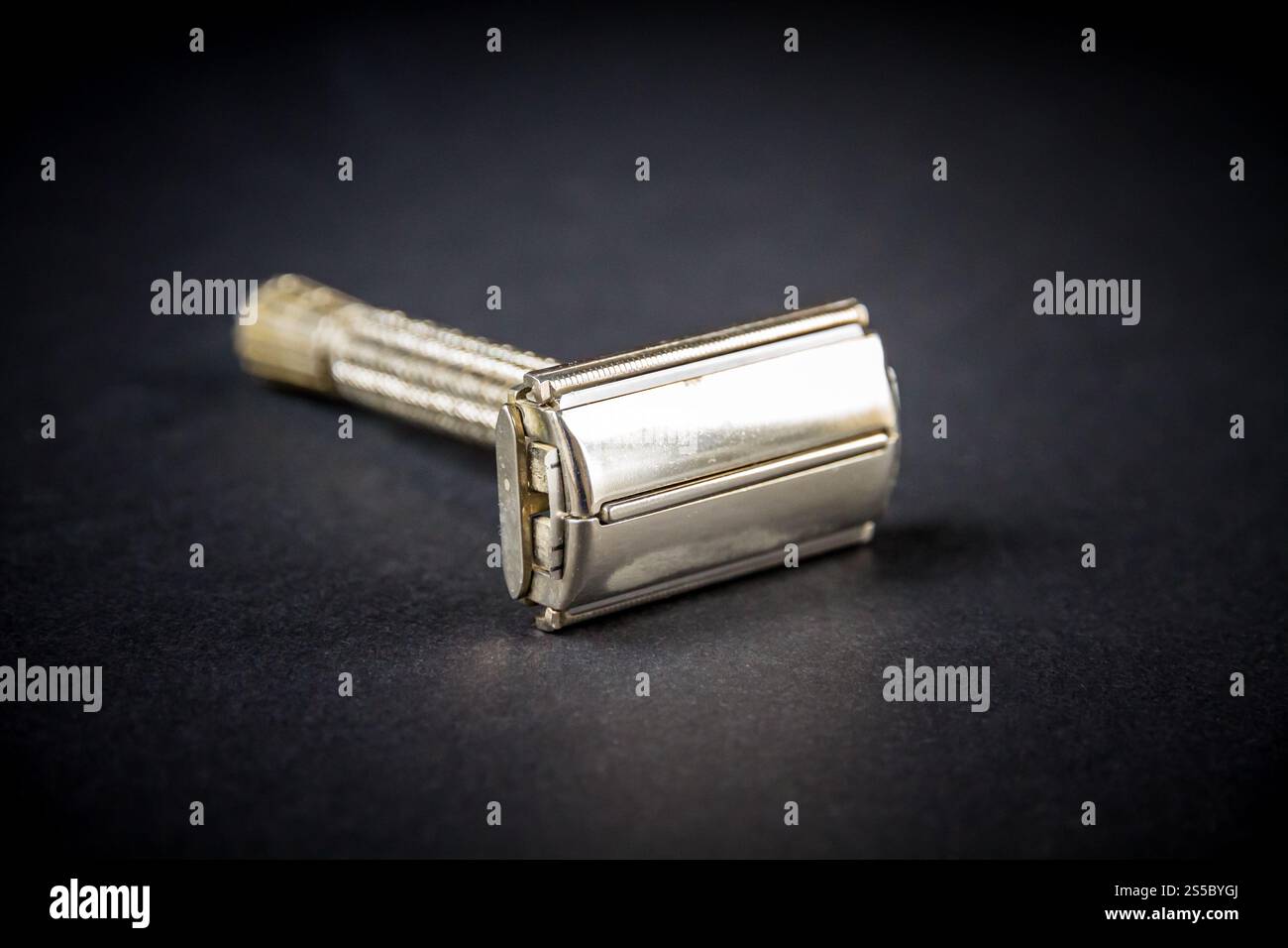 Old classic vintage shaver razor on a black background Stock Photo - Alamy