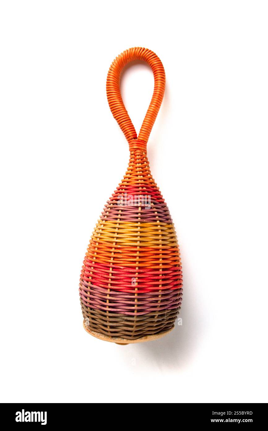 Traditional colorful braided caxixi isolated on white background ...