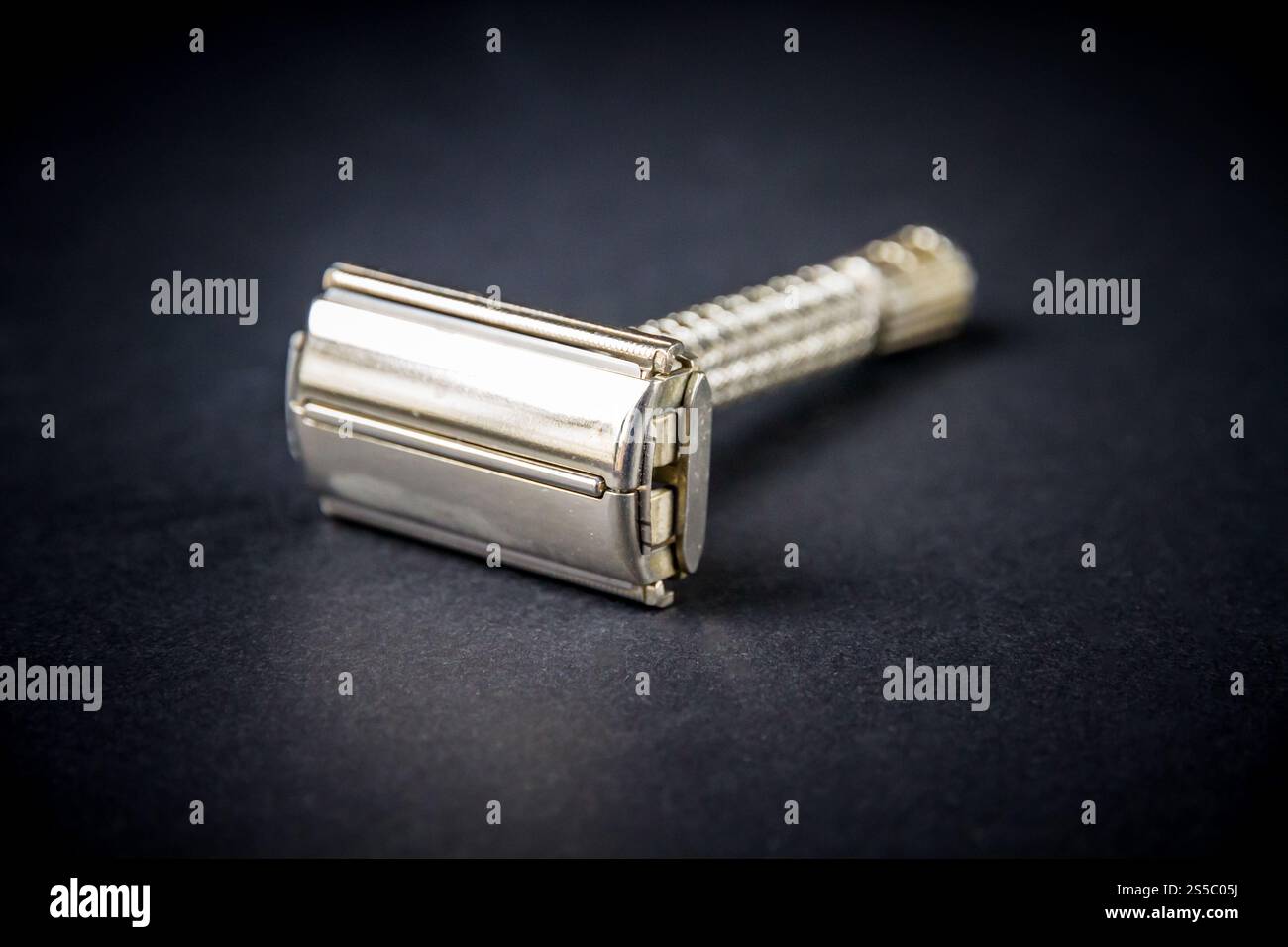 Old classic vintage shaver razor on a black background Stock Photo - Alamy