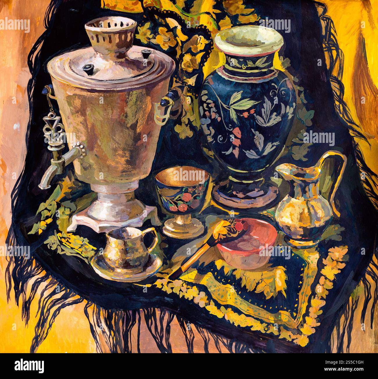 Still life with old copper samovar hi-res stock photography and images ...