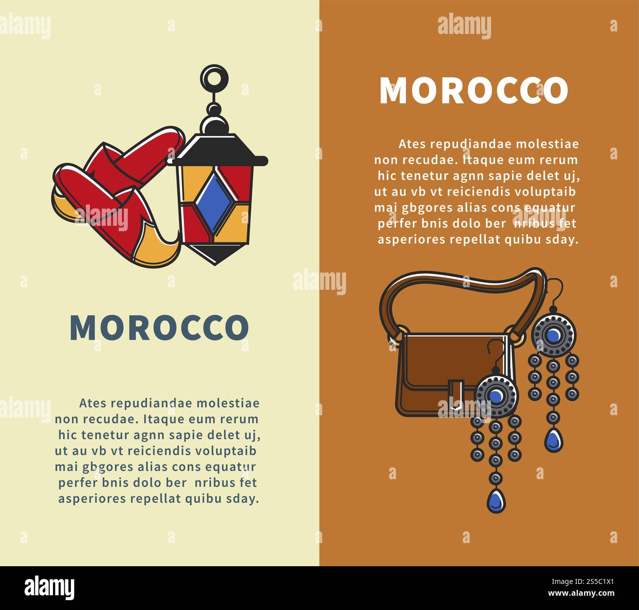 Morocco culture craft symbols or travel landmarks. Vector Moroccan ...