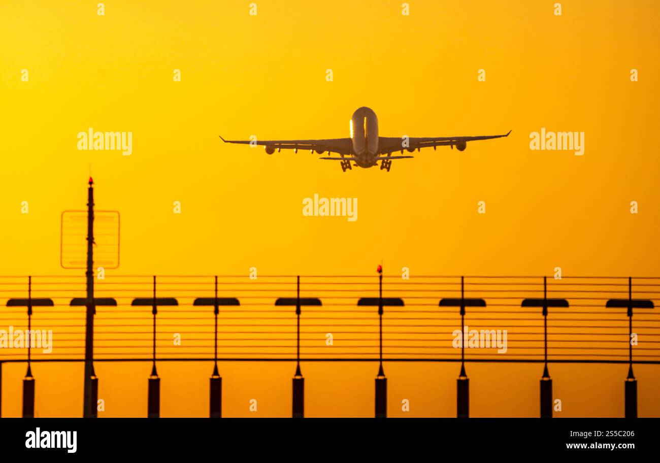 Aircraft taking off from the main runway south, 05R/23L, runway ...