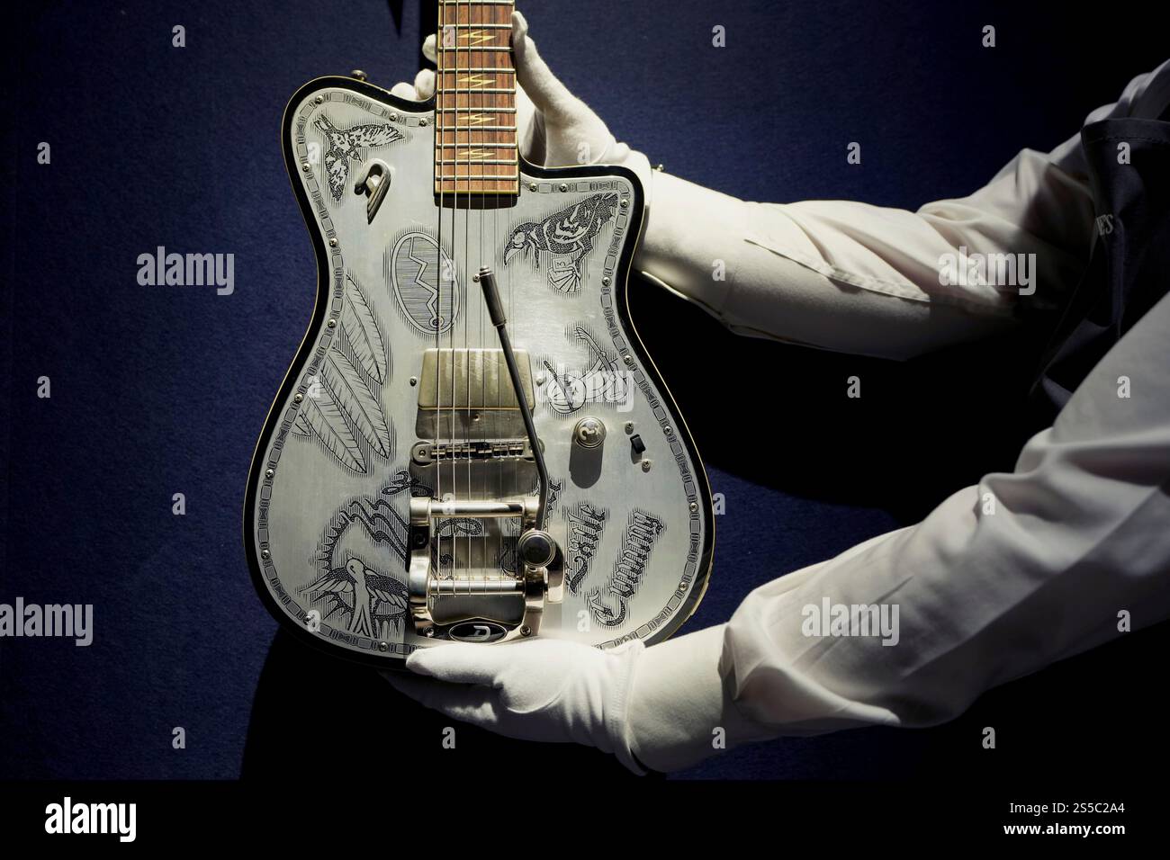 An art handler displays a Duesenburg, Hanover, Germany, 2019, a semi ...