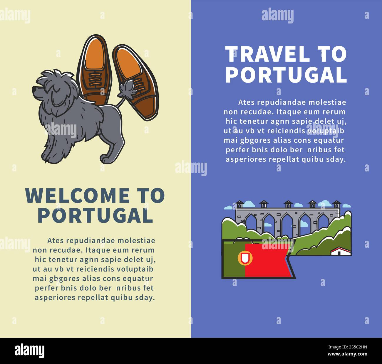 Travel to Portugal vertical promo posters with country symbols set ...